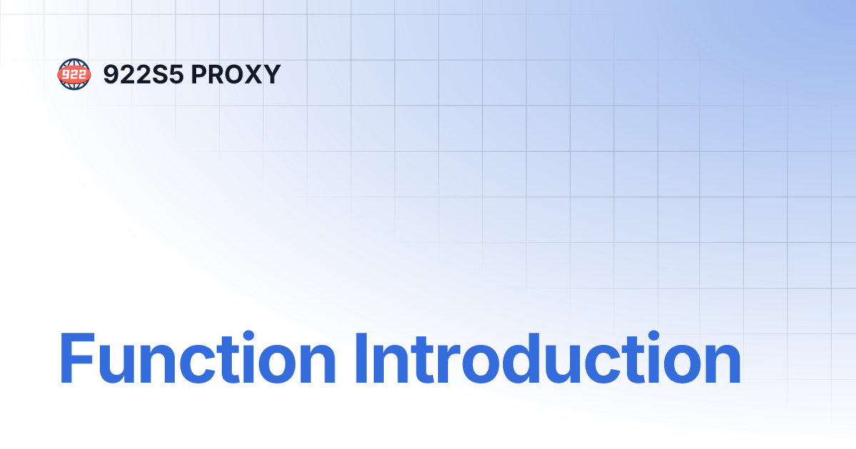Function Introduction | 922S5 PROXY